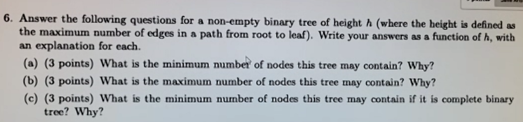 Solved 6. Answer the following questions for a non-empty | Chegg.com