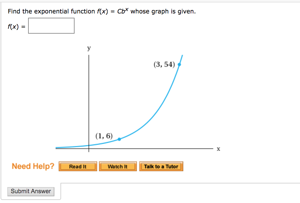 Solved CbX whose graph is given Find the exponential | Chegg.com