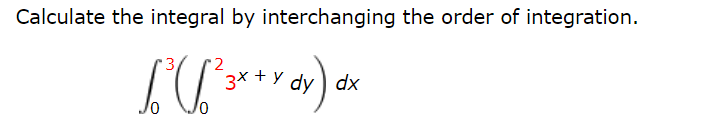 Solved Calculate the integral by interchanging the order of | Chegg.com
