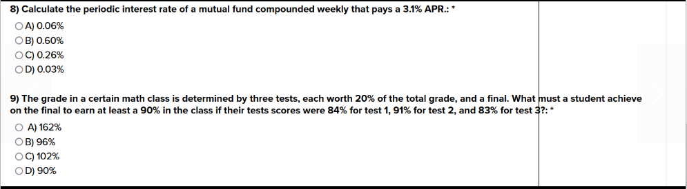 Solved 8) Calculate the periodic interest rate of a mutual | Chegg.com