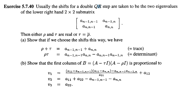 Solved Exercise 5.7.40 Usually the shifts for a double QR | Chegg.com