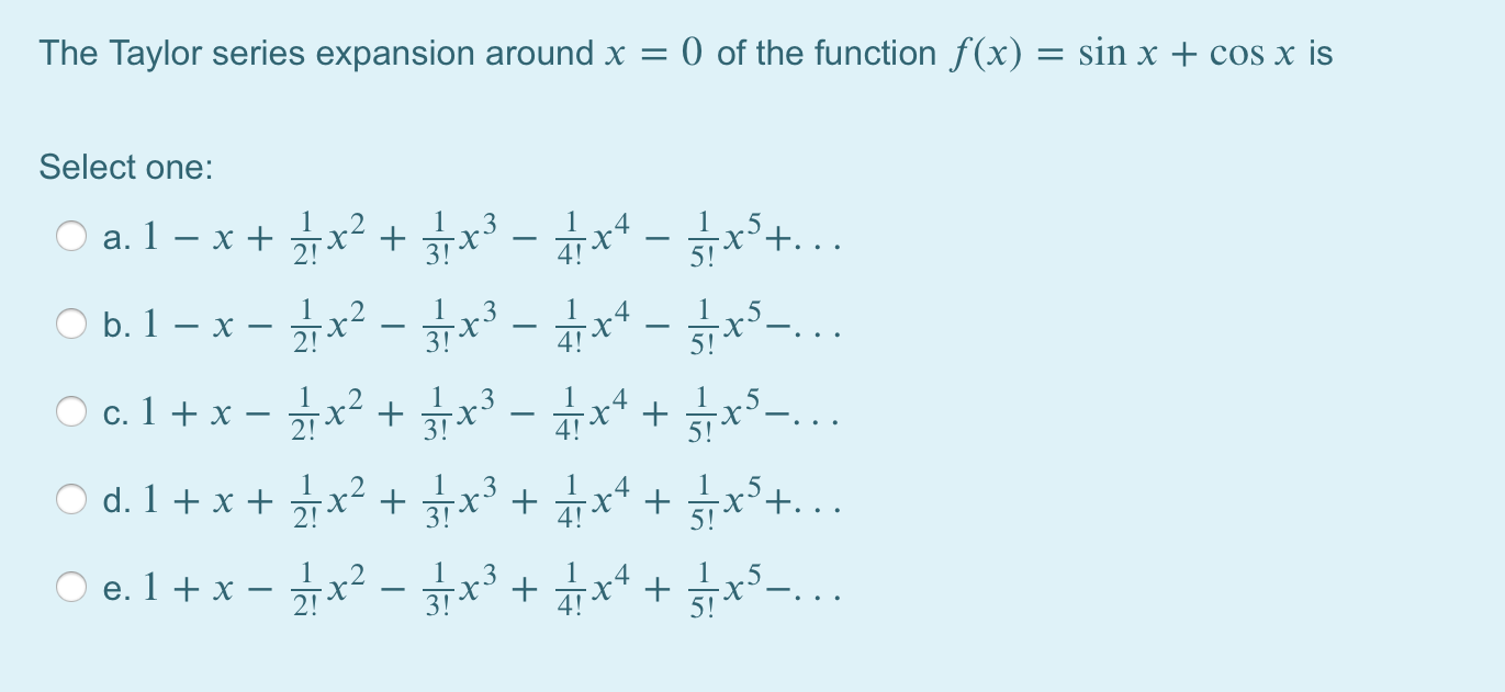 Solved The Taylor series expansion around x = 0 of the | Chegg.com