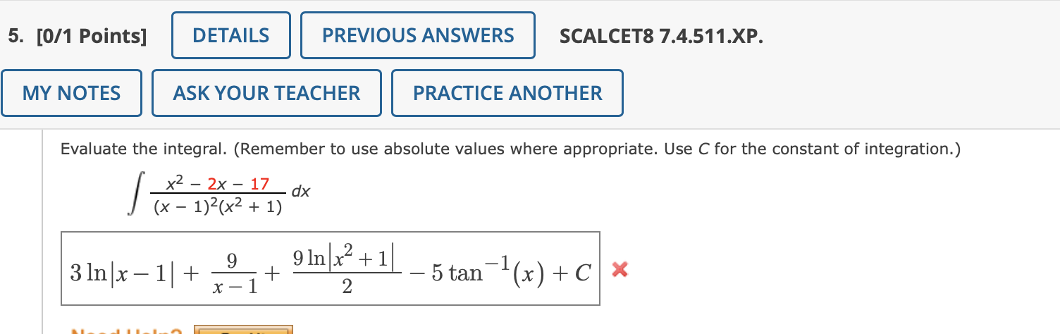 Solved 5. [0/1 Points] DETAILS PREVIOUS ANSWERS SCALCET8 | Chegg.com