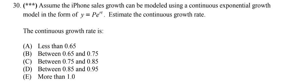 Solved 31. Determine the continuous exponential growth model | Chegg.com