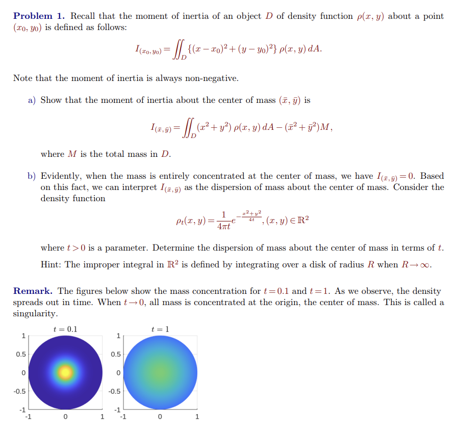 Solved Problem 1. Recall that the moment of inertia of an | Chegg.com