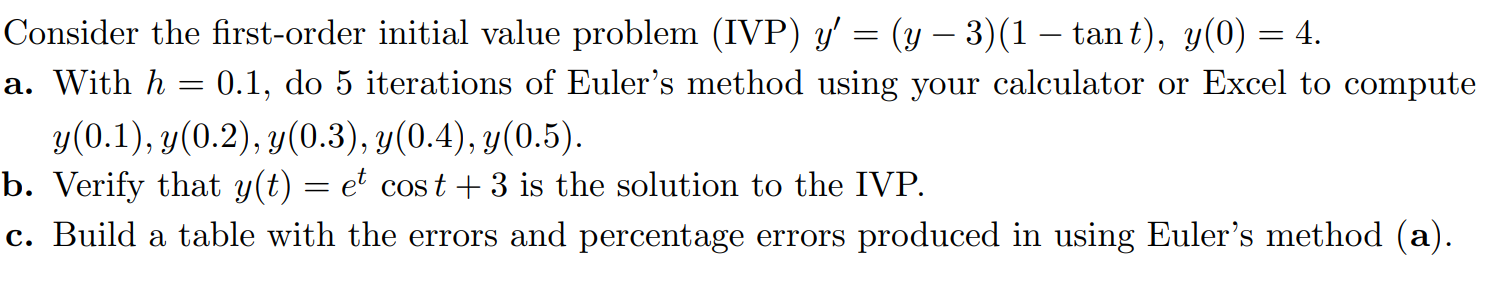 Solved Consider the first-order initial value problem (IVP) | Chegg.com