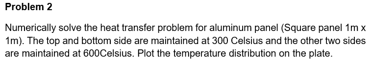 Solved Numerically solve the heat transfer problem for | Chegg.com