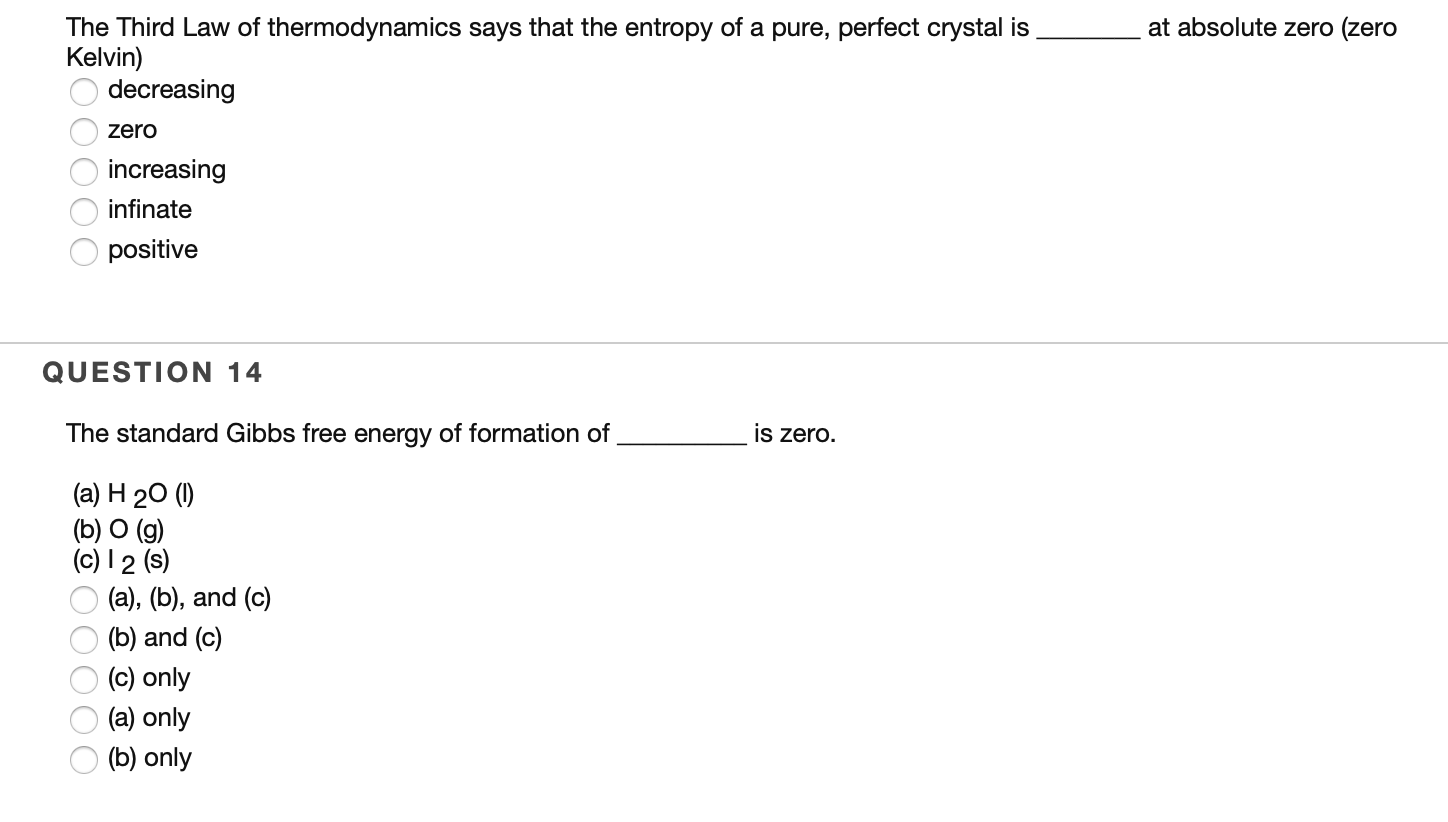 Solved at absolute zero (zero The Third Law of | Chegg.com