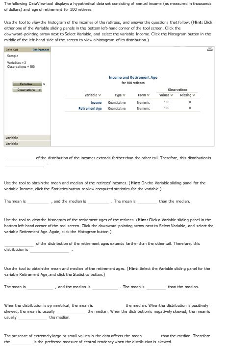 Solved The Following Dataview Tool Displays A Hypathetical