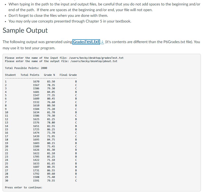 Solved -When typing in the path to the input and output | Chegg.com