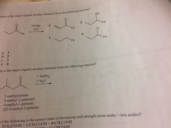 Solved What is the major organic product obtained from the | Chegg.com