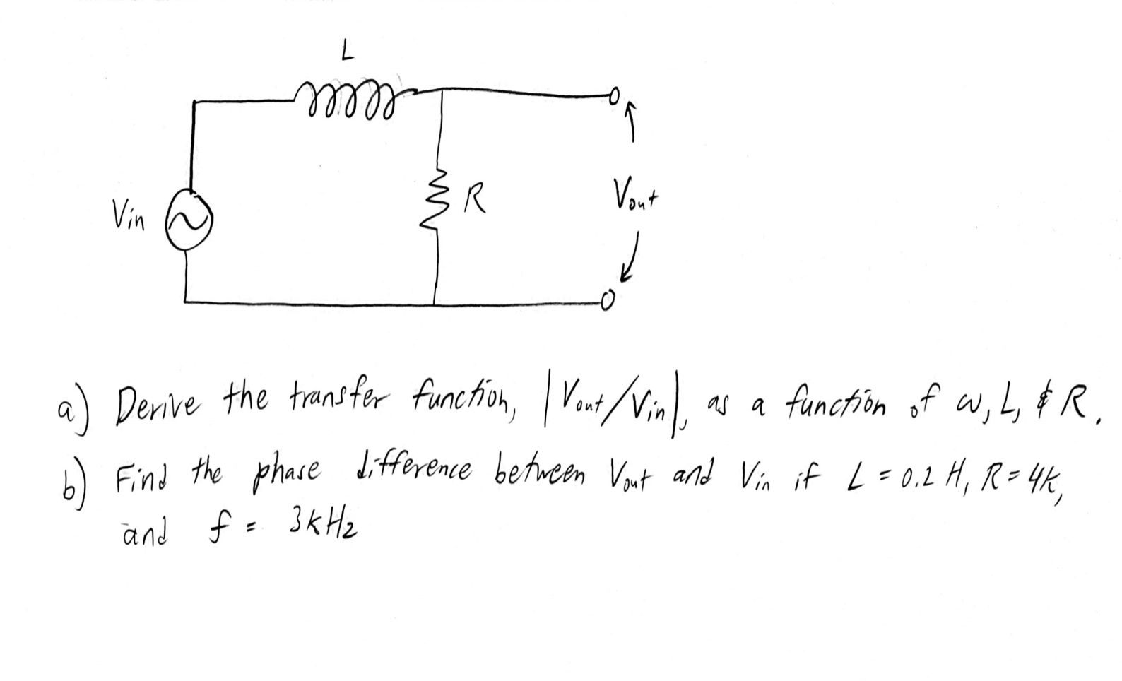 Solved many &R Vin m Vout d a) Derive the transfer function, | Chegg.com