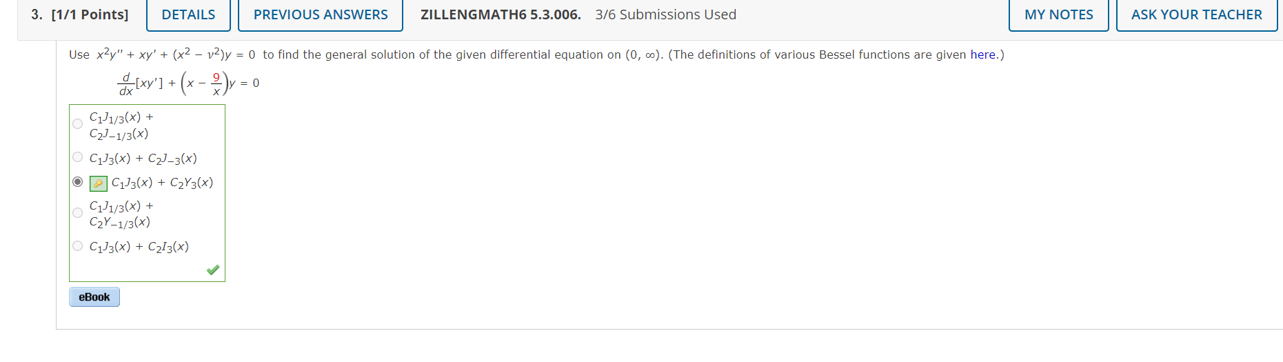 Solved 3. [1/1 Points] DETAILS PREVIOUS ANSWERS ZILLENGMATH6 | Chegg.com