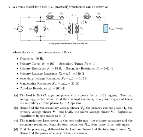 Solved 77. A circuit model for a real (i.e., practical) | Chegg.com