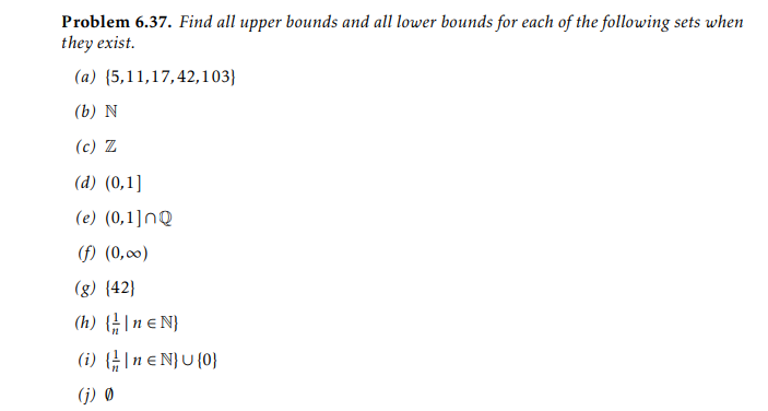 Solved Problem 6.37. Find all upper bounds and all lower | Chegg.com