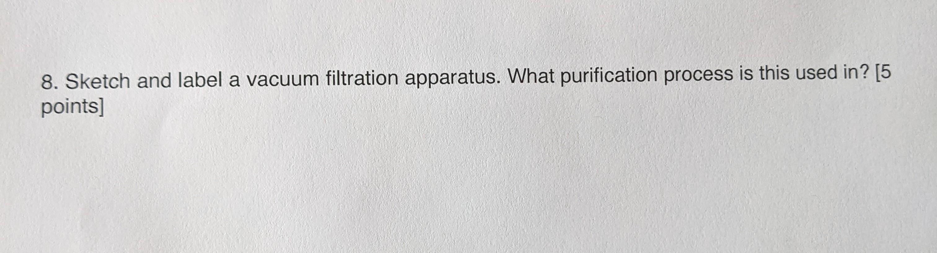 Solved 8. Sketch and label a vacuum filtration apparatus. | Chegg.com