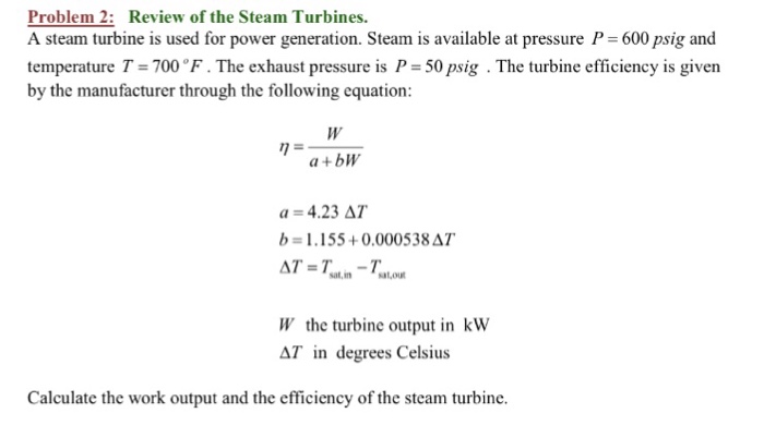Solved Problem 2: Review of the Steam Turbines. A steam | Chegg.com