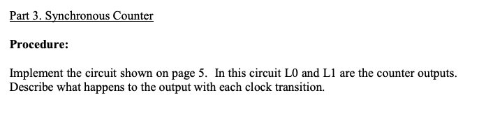 Solved Part 3 Synchronous Counter Procedure Implement The 