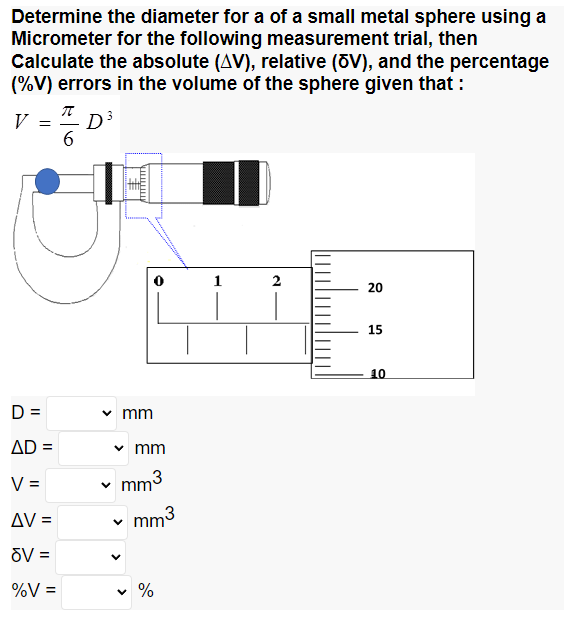 Determine the diameter for a of a small metal sphere | Chegg.com