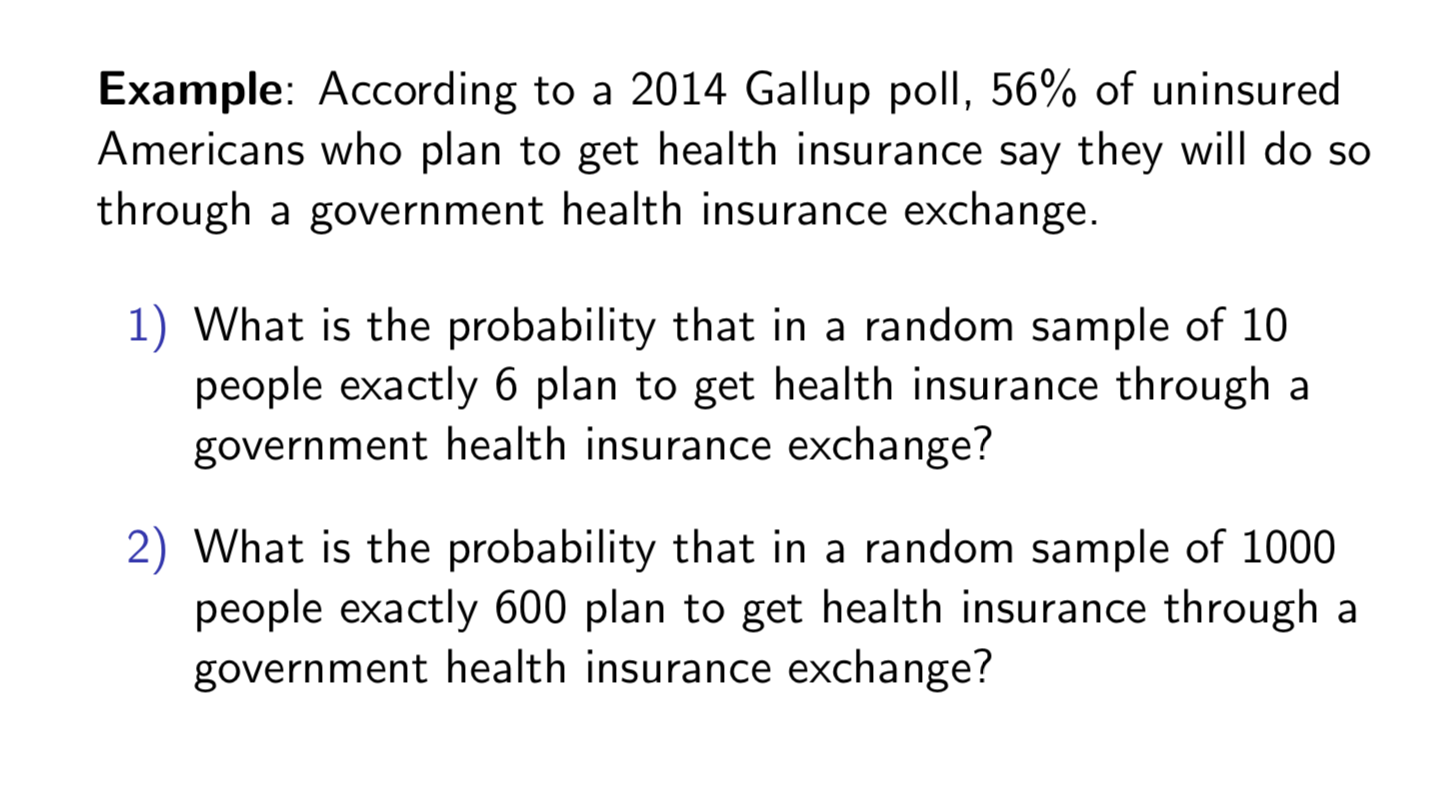Solved Example: According to a 2014 Gallup poll, 56% of | Chegg.com