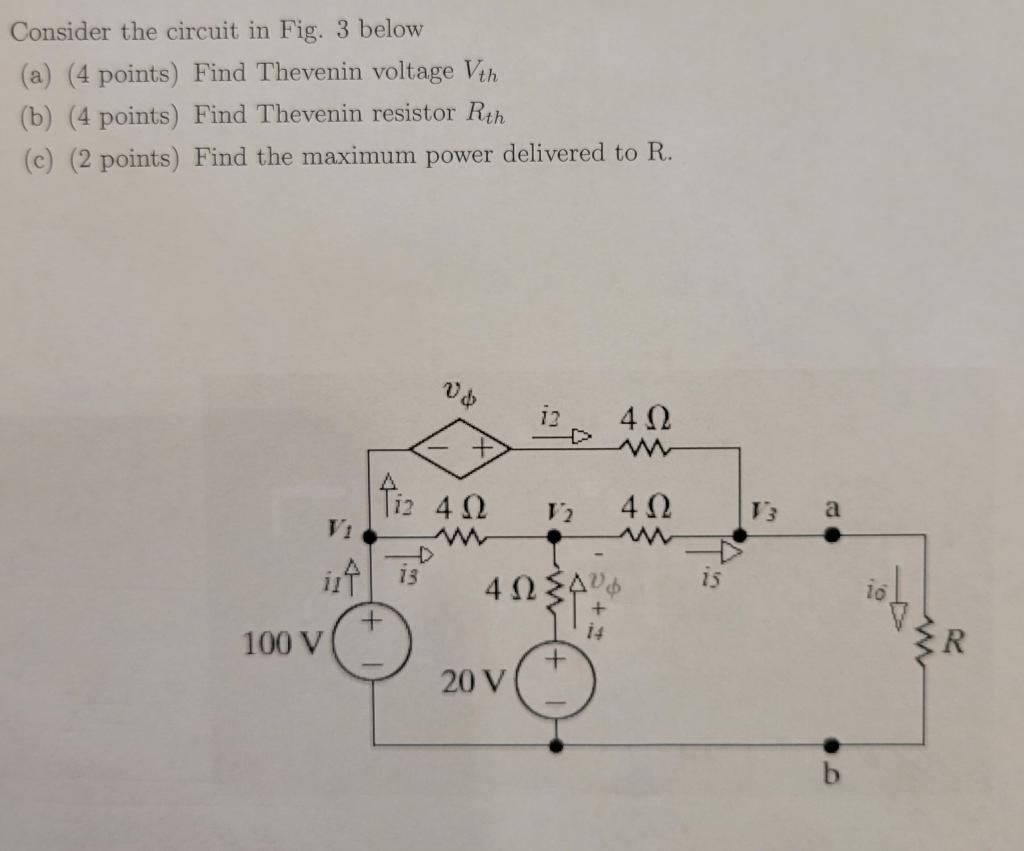 Solved Consider the circuit in Fig. 3 below (a) (4 points) | Chegg.com