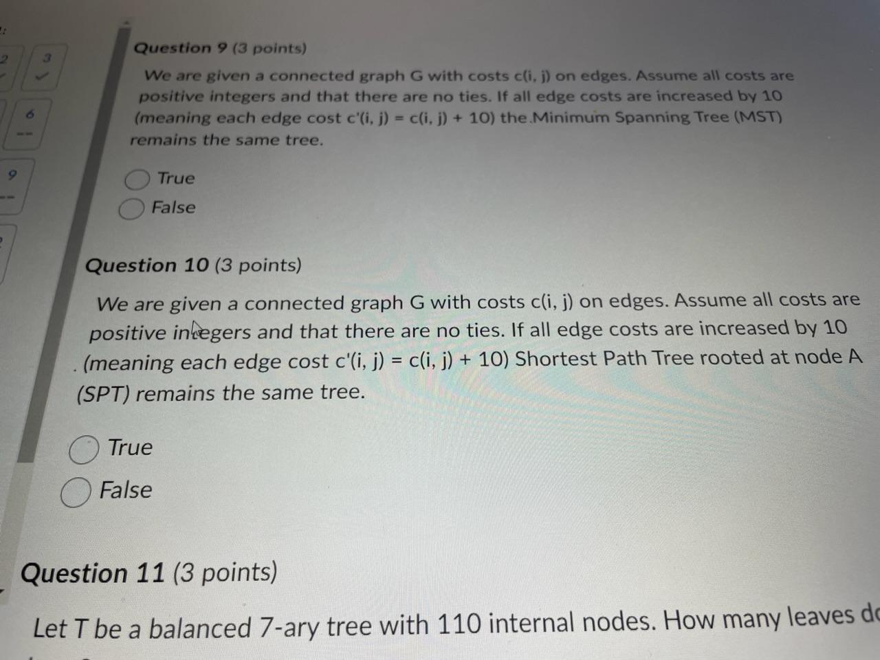 Solved Question 9 (3 points) We are given a connected graph | Chegg.com