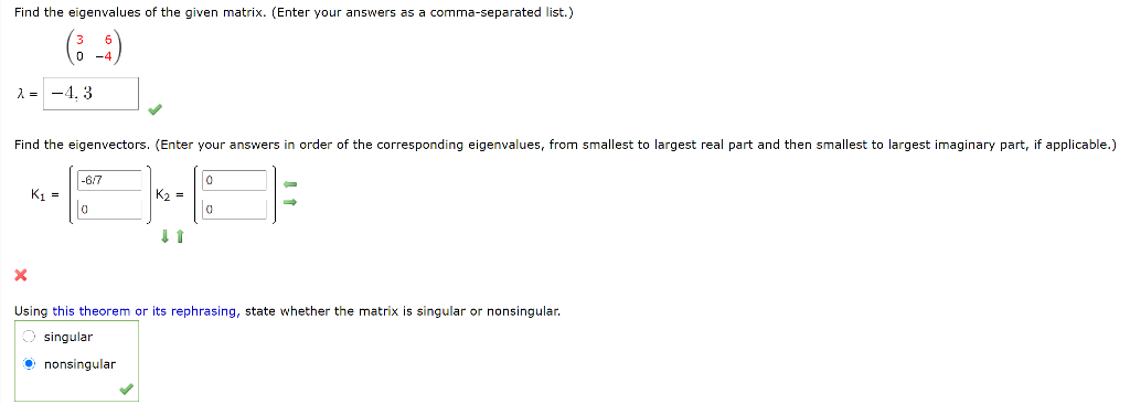 Solved Find the eigenvalues of the given matrix. (Enter your | Chegg.com