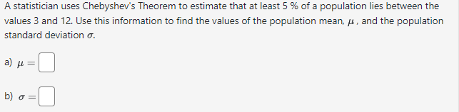 Solved A statistician uses Chebyshev's Theorem to estimate | Chegg.com
