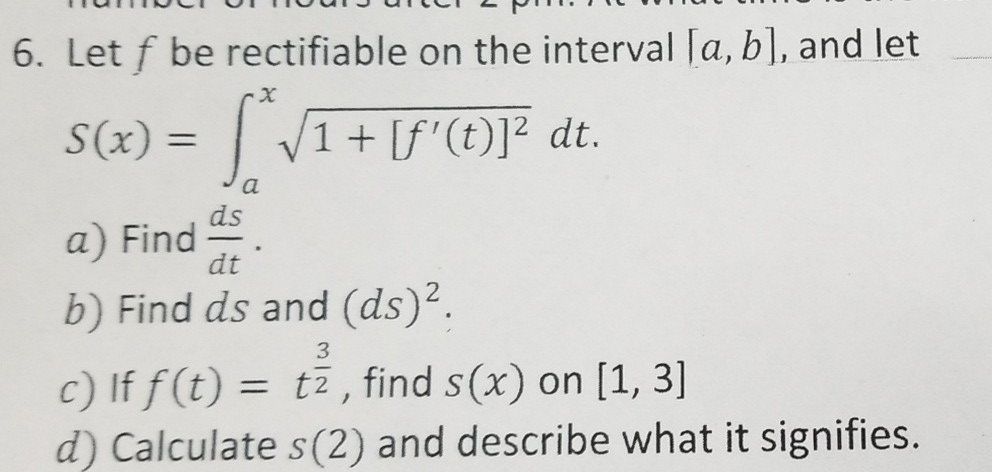 Solved 6. Let f be rectifiable on the interval [a, b], and | Chegg.com