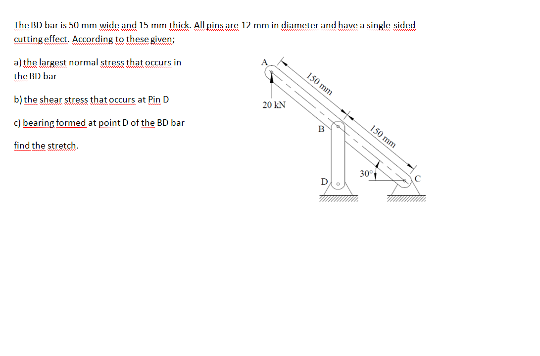 Solved The BD bar is 50 mm wide and 15 mm thick. All pins | Chegg.com