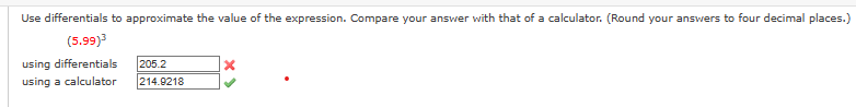 Solved Use differentials to approximate the value of the | Chegg.com