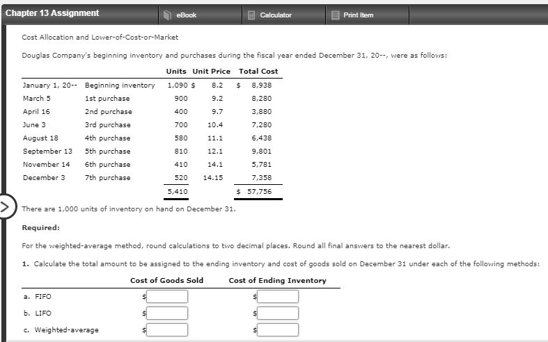 Solved Chapter 13 Assignment eBook E Calculator Print Item | Chegg.com