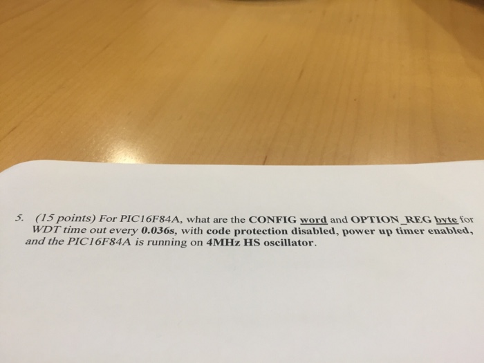 Solved For PIC16F84A, what are the CONFIG word and | Chegg.com