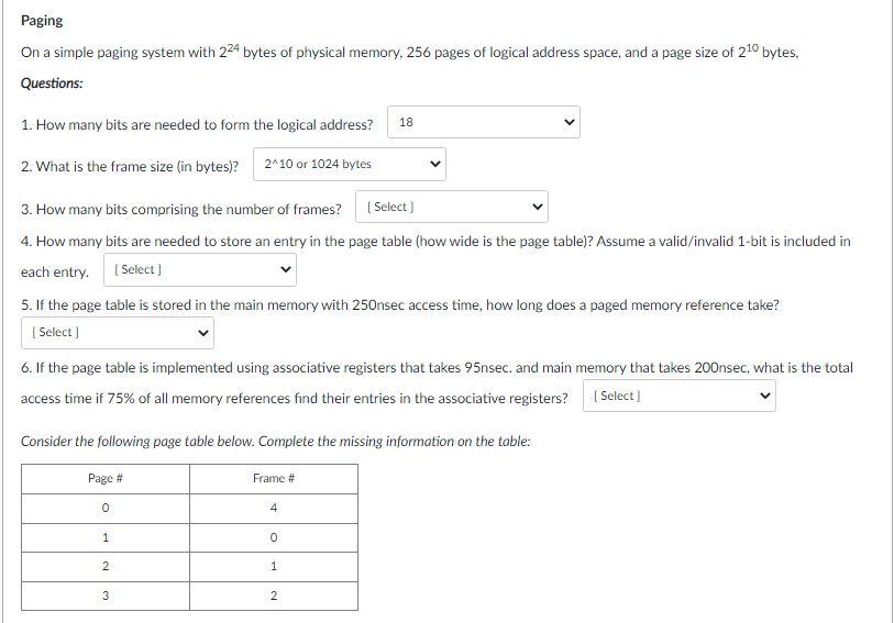 Solved Paging On a simple paging system with 224 bytes of | Chegg.com