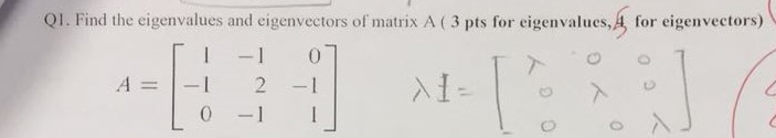 Solved Q1. Find the eigenvalues and eigenvectors of matrix A | Chegg.com