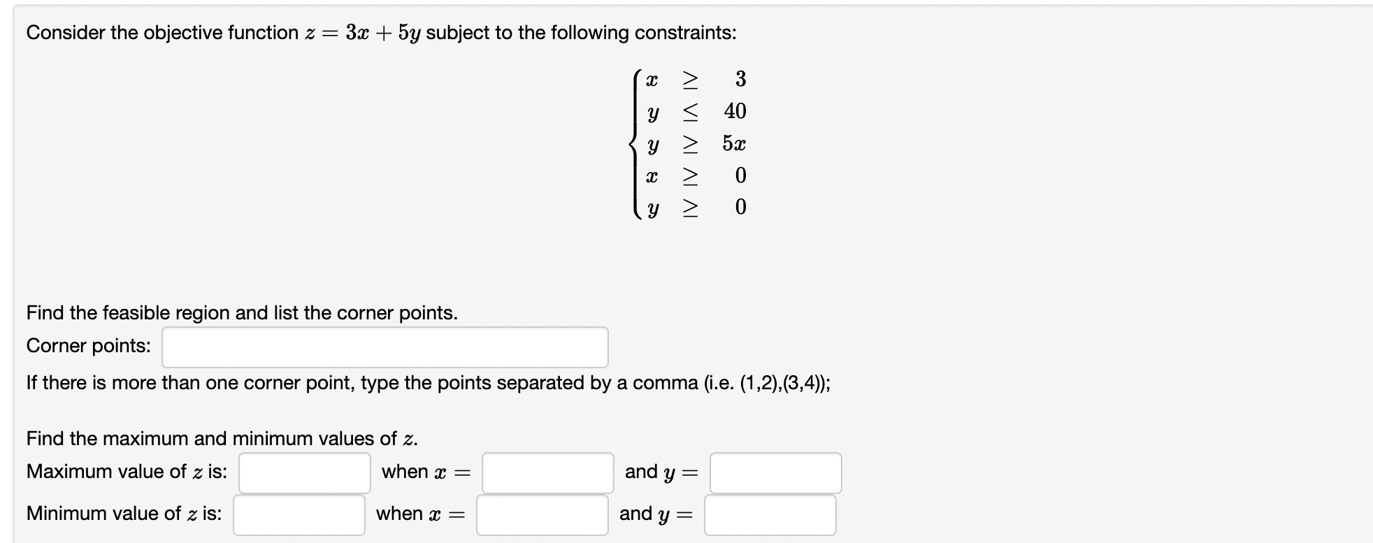 Solved Consider The Objective Function Z 3x 5y Subject To