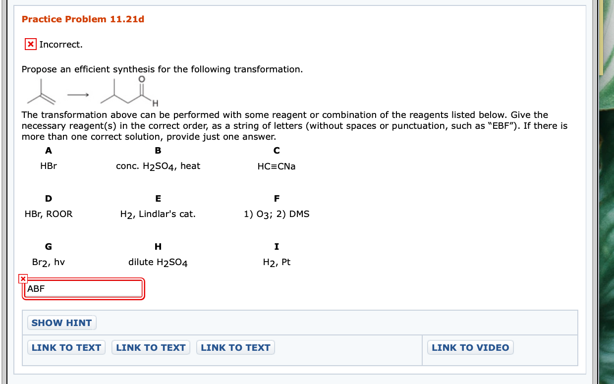 Solved Practice Problem 11.21d X Incorrect. Propose an | Chegg.com