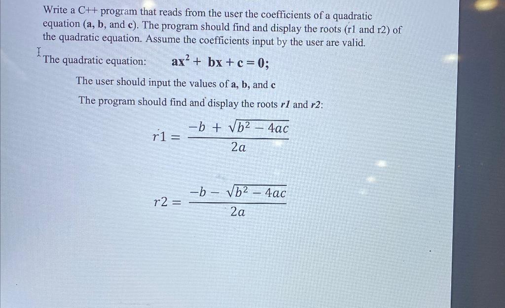 Solved Write a C++ program that reads from the user the | Chegg.com