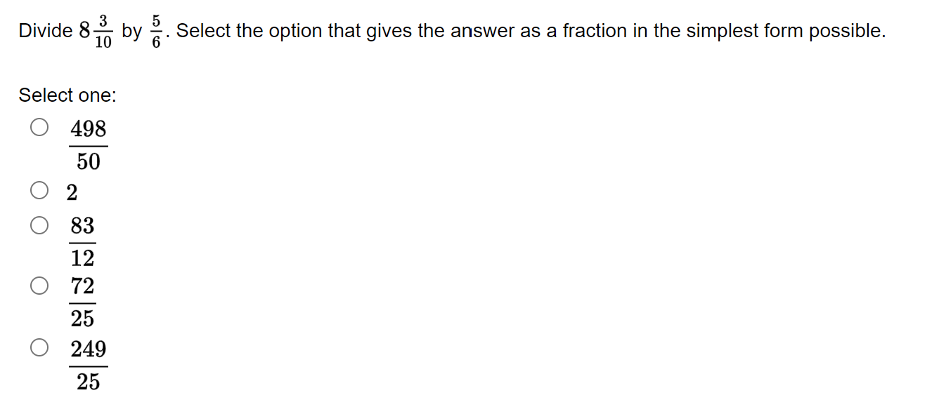 Solved Divide 8 ło by Select the option that gives the | Chegg.com