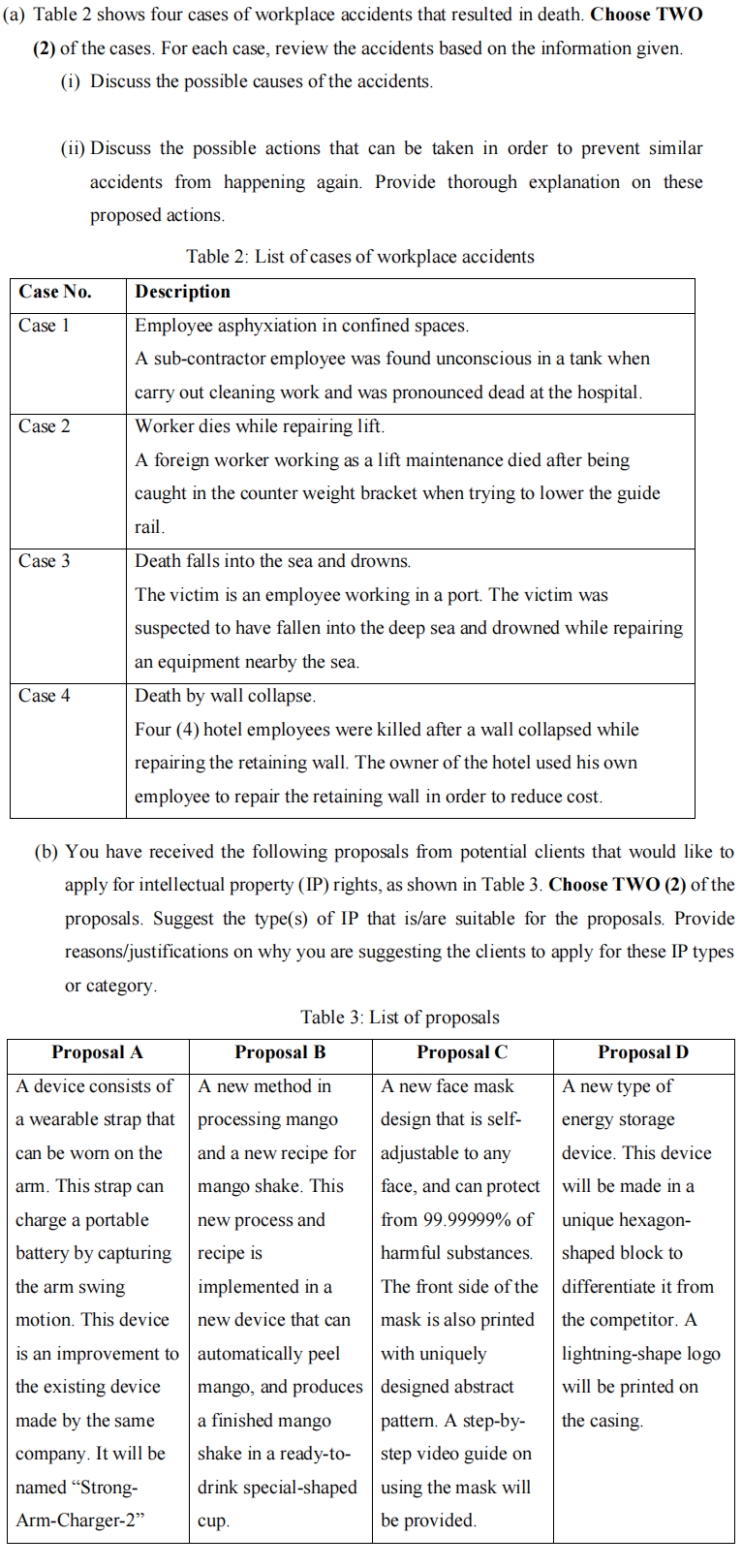 (a) Table 2 shows four cases of workplace accidents | Chegg.com