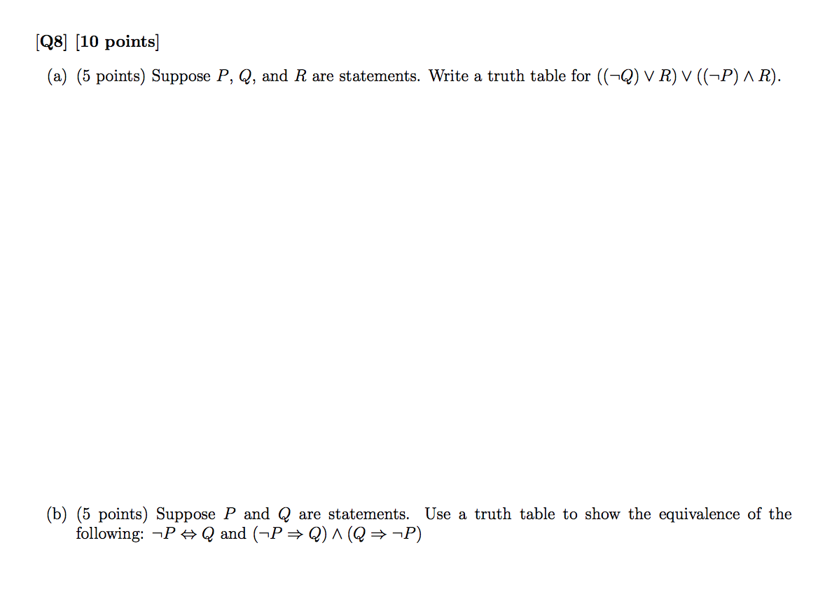 Solved [Q8] [10 points] (a) (5 points) Suppose P, Q, and R | Chegg.com