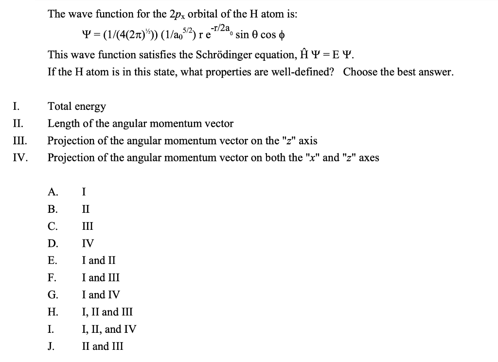Solved The wave function for the 2px orbital of the H atom | Chegg.com