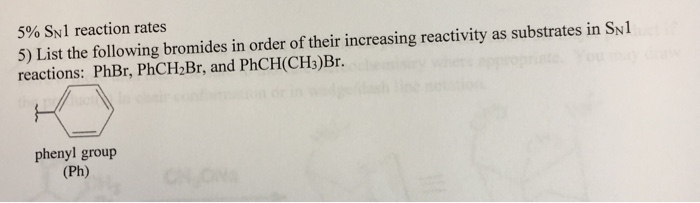 Solved 5% SNI reaction rates 5) List the following bromides | Chegg.com