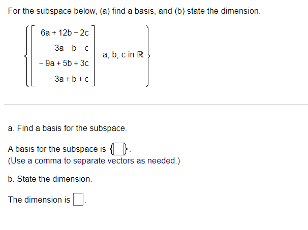 Solved For the subspace below, (a) find a basis, and (b) | Chegg.com