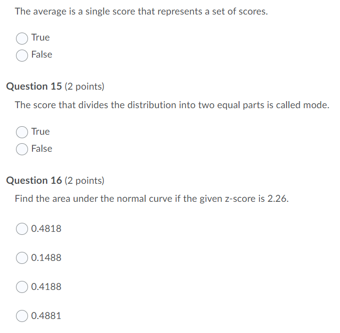 Solved The average is a single score that represents a set | Chegg.com