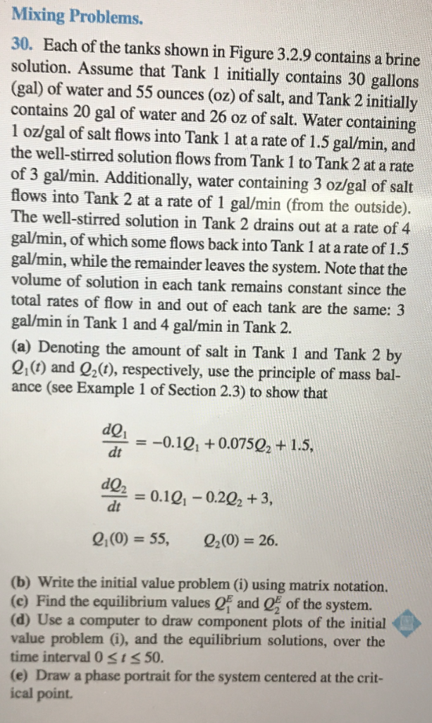 Solved Mixing Problems. 30. Each of the tanks shown in | Chegg.com