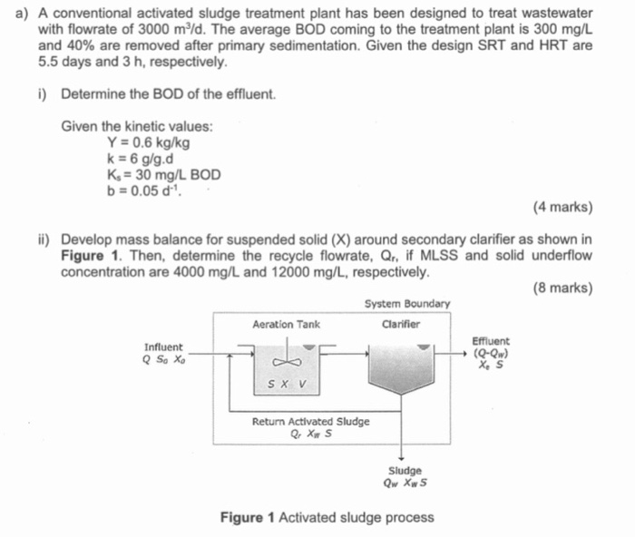 a) A conventional activated sludge treatment plant | Chegg.com