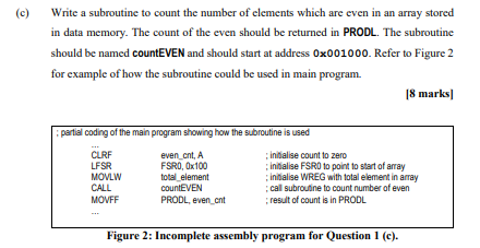 (c) Write a subroutine to count the number of | Chegg.com
