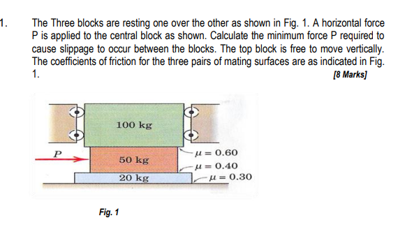 Solved The Three blocks are resting one over the other as | Chegg.com
