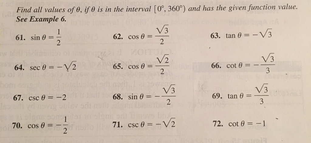 Find all values of θ, if θ is in the interval 0°, | Chegg.com